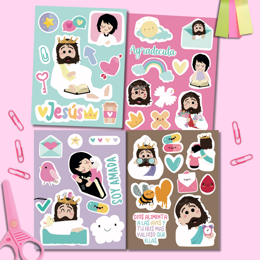 Set de Stickers Decorativos de Jesús: 12 Hojas – SOYTORRESS